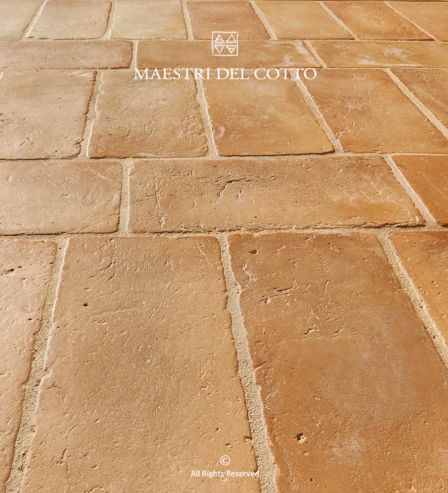 Pavimento in Cotto Interno Chiaro Umbro VISSUTO Trattamento Neutro cera ...